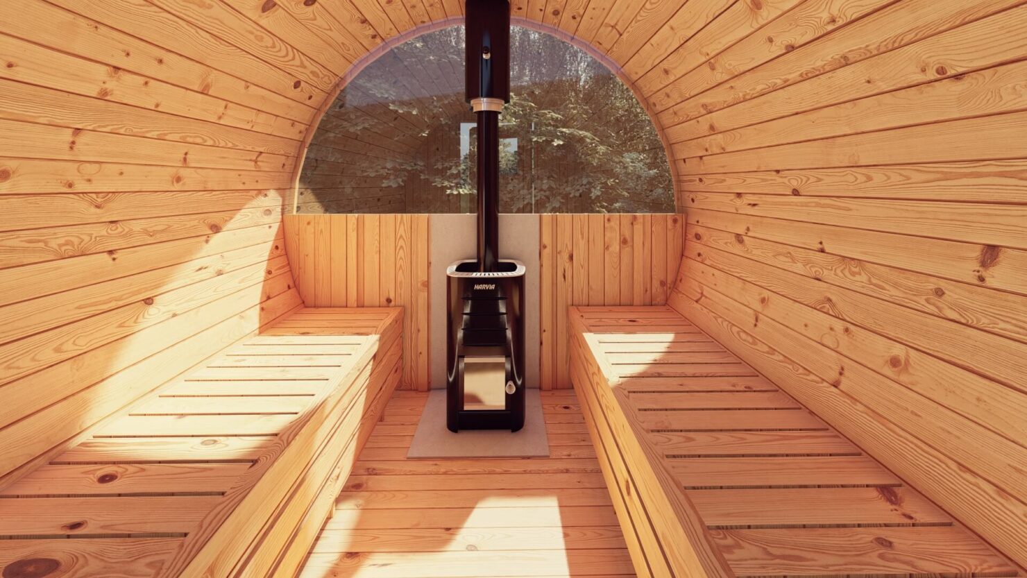 Apvali medinė pirtis su pusiniu langu galinėje dalyje 235300 ...