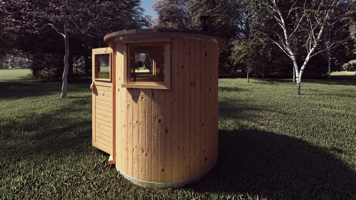 Vertikali nedidelė medinė pirtis su dviem langais 205240 - Timberrest ...