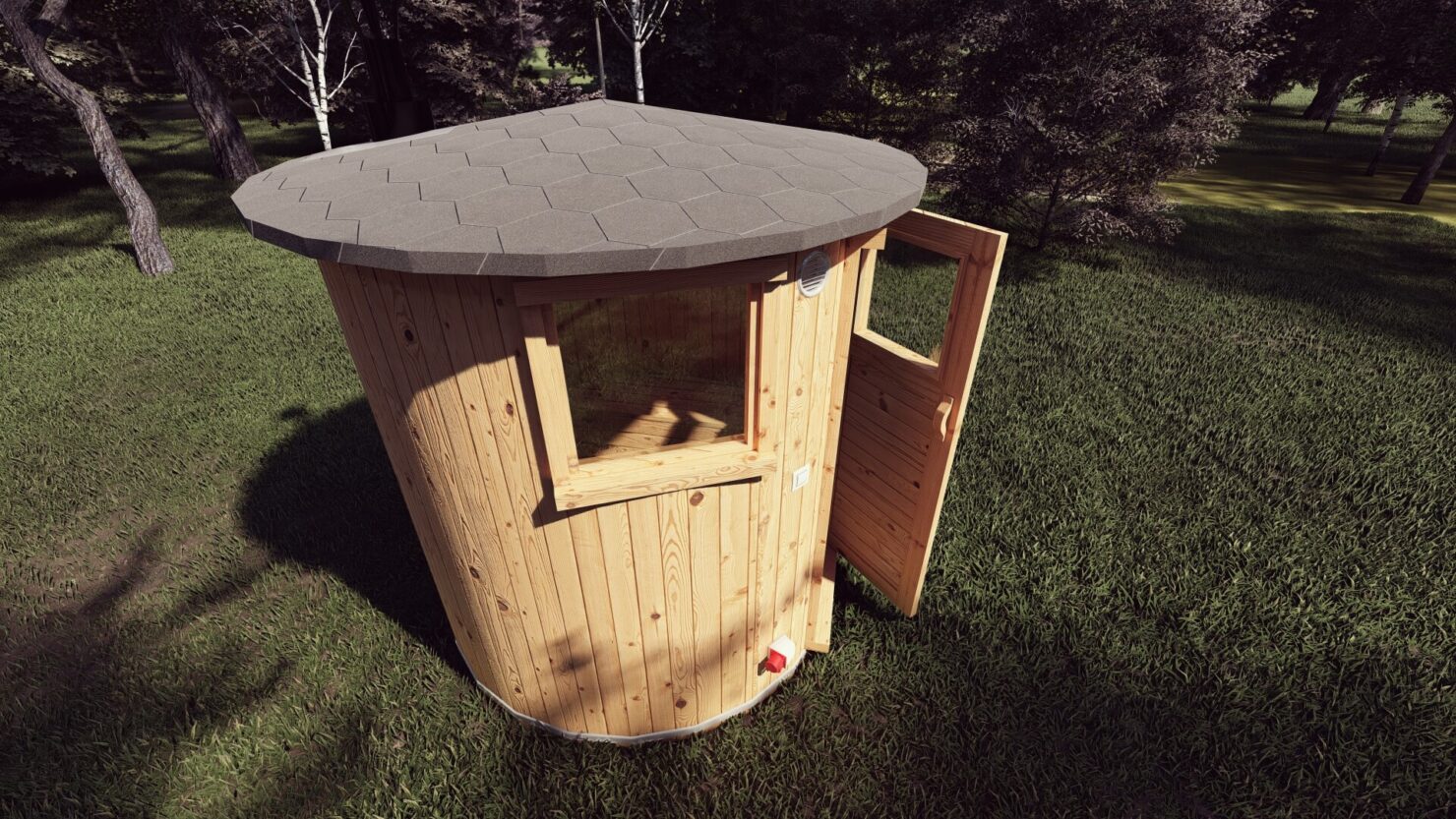 Vertikali nedidelė medinė pirtis su dviem langais 205240 - Timberrest ...