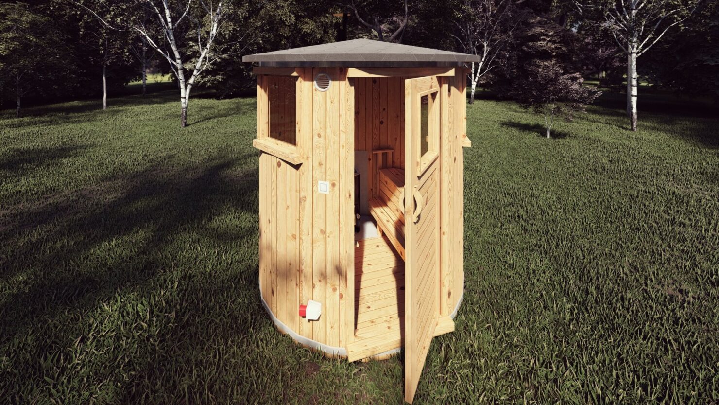 Vertikali nedidelė medinė pirtis su dviem langais 205240 - Timberrest ...